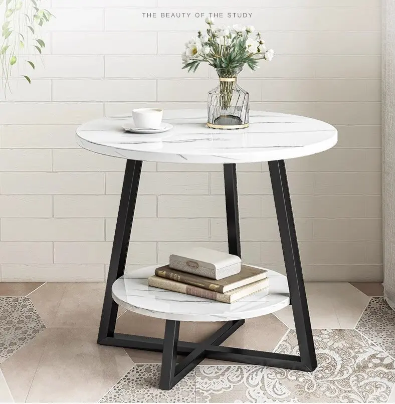 Bed Side Modern Double Layered Round Coffee Table for Home