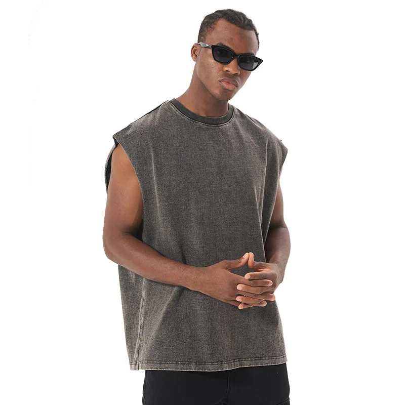 KF053 Streetwear Oversized Unisex Gym Tank Top Custom Blank Sleeveless ...