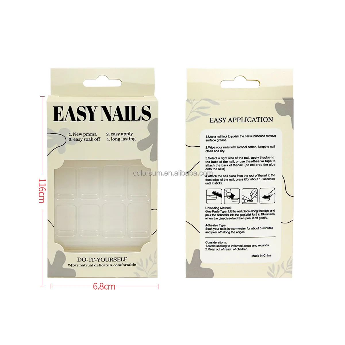 Foldable Custom Nail Packaging Box With Plastics Insert And Pvc Window ...