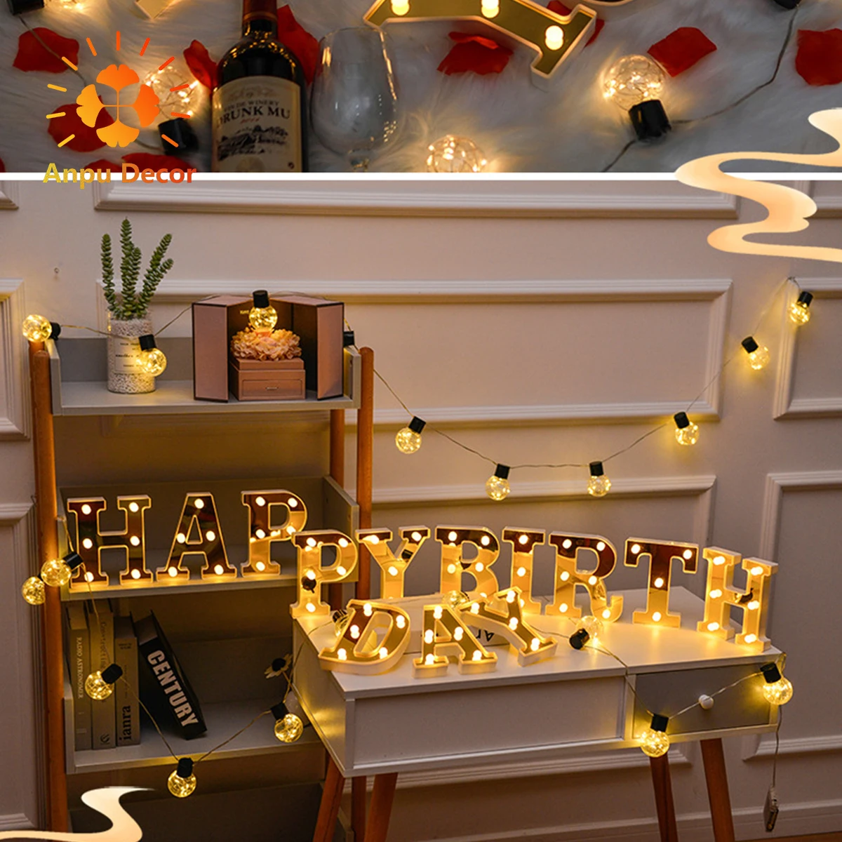 Custom Shape Battery Letter Lighted Alphabet Letter for Room Decoration ...