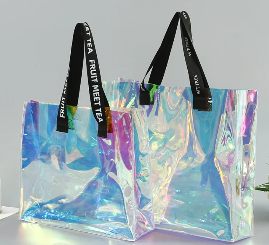 Custom Logo Hologram Waterproof Laser Iridescent Clear Shoulder Bag ...