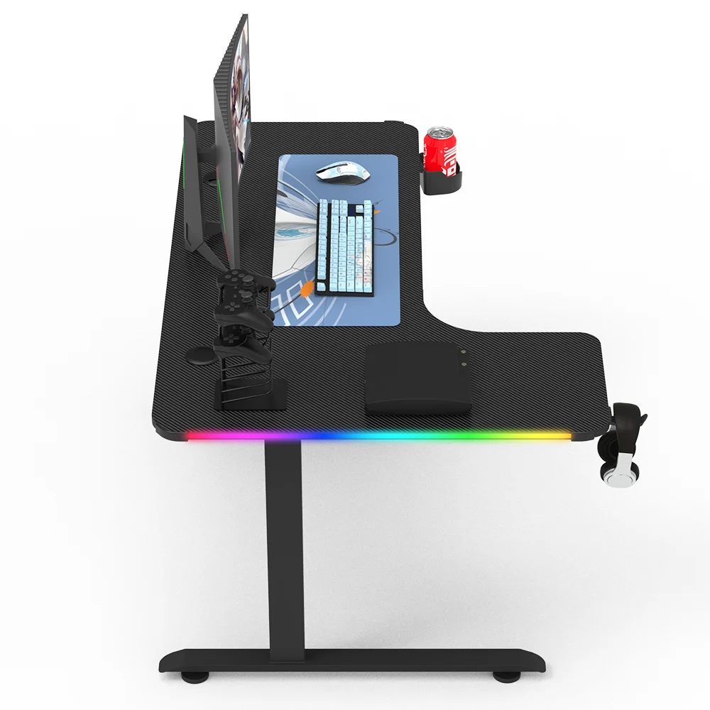 Rgb Light L-shaped Computer Desk Office Pc Racing Table Gaming Desk ...
