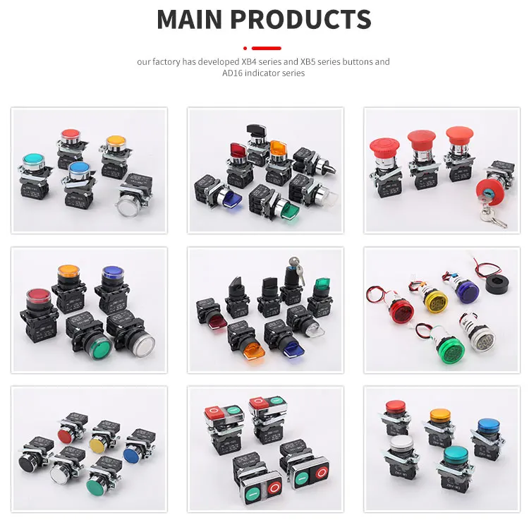XB4 XB5 Industrial Push Button Switch with Lamp NO NC 22MM Flat Rotary ...