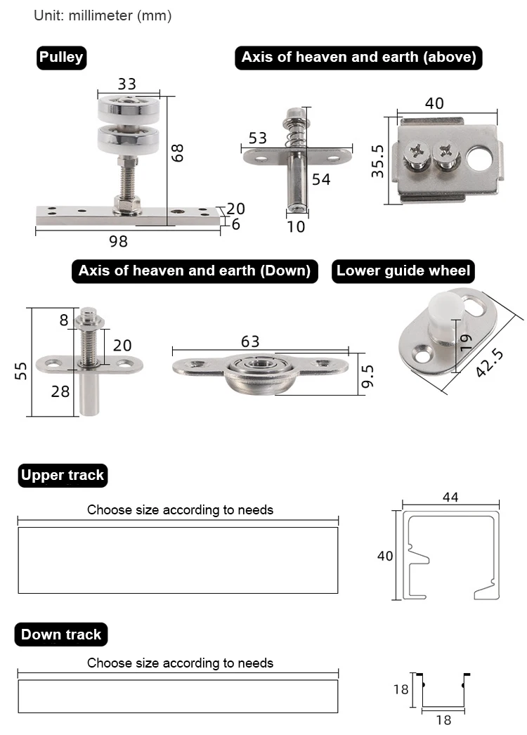 Sliding Wooden Door Rollers Hardware Parts Floding Door Pulley Multi ...