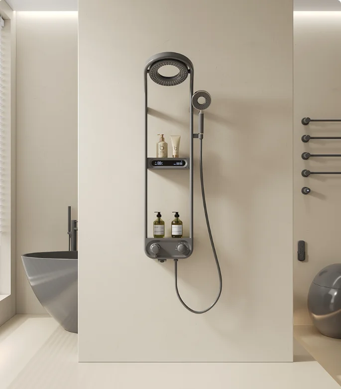 Luxury Brass Material Gun Gray Shower Set - Intelligent & Stylish