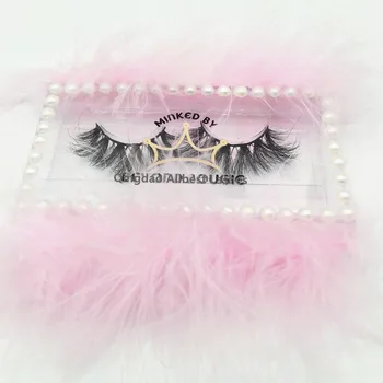 2021 Shiny Light Pink Fur Lash Box 100% Mink Full Strip 25mm Lashes ...