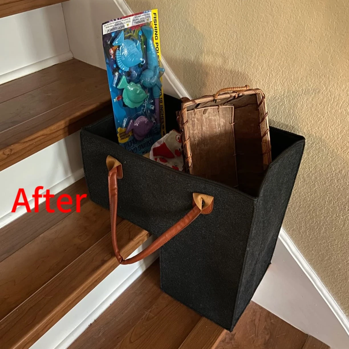 Collapsible Baffle Bag Wooden Stairs Basket Organizer Felt Stair ...