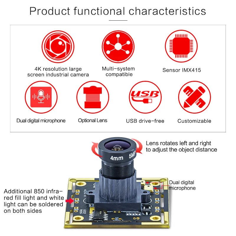 4K 8MP IMX415 Sensor Camera Module for Intelligent Terminals