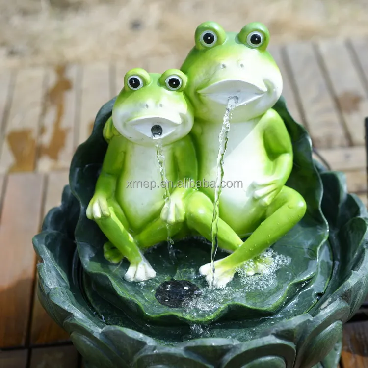 Landscape Water Feature Frog Fountain Statue With Solar Water Pump ...