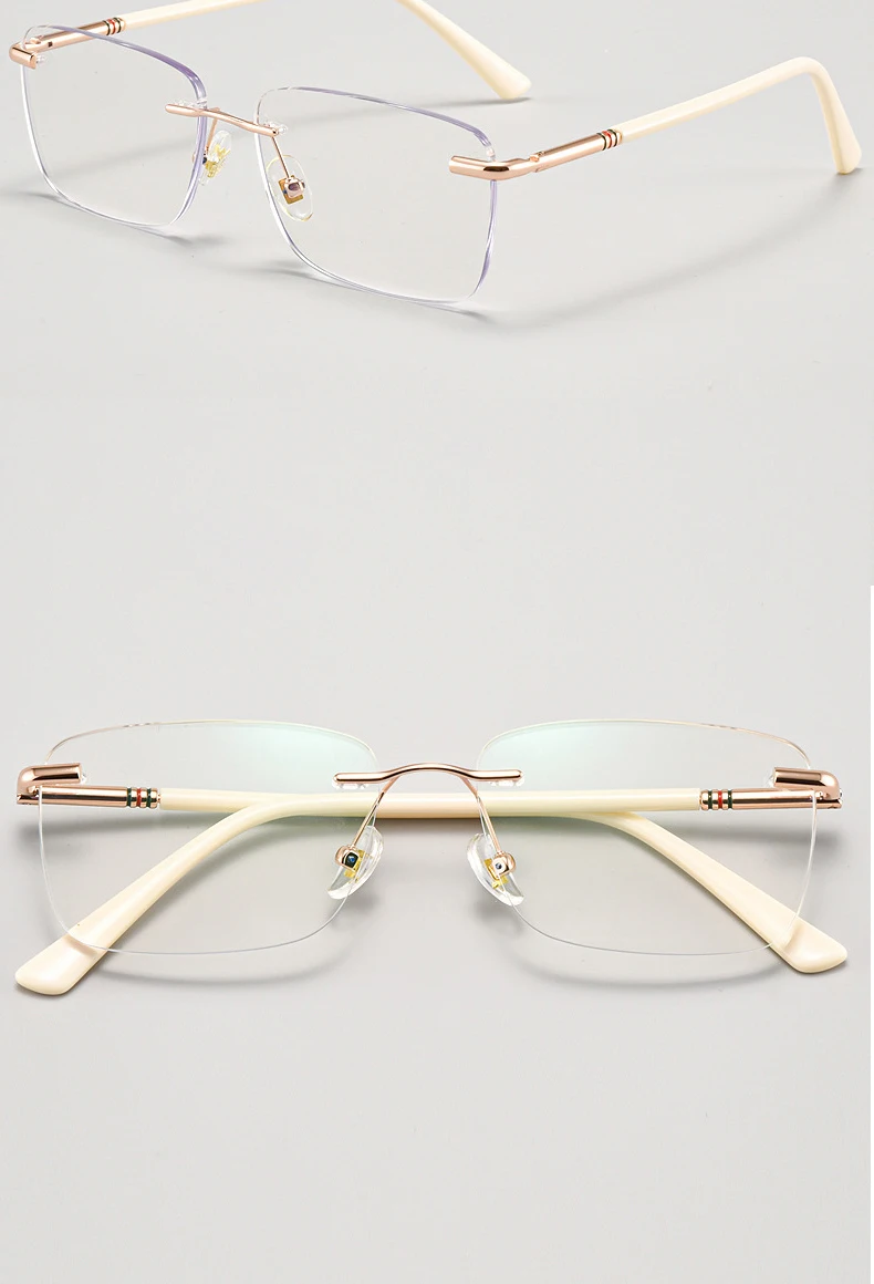 0602-b Luxury Rimless Temple Lamination Acetate Tip Naturally Rimless ...