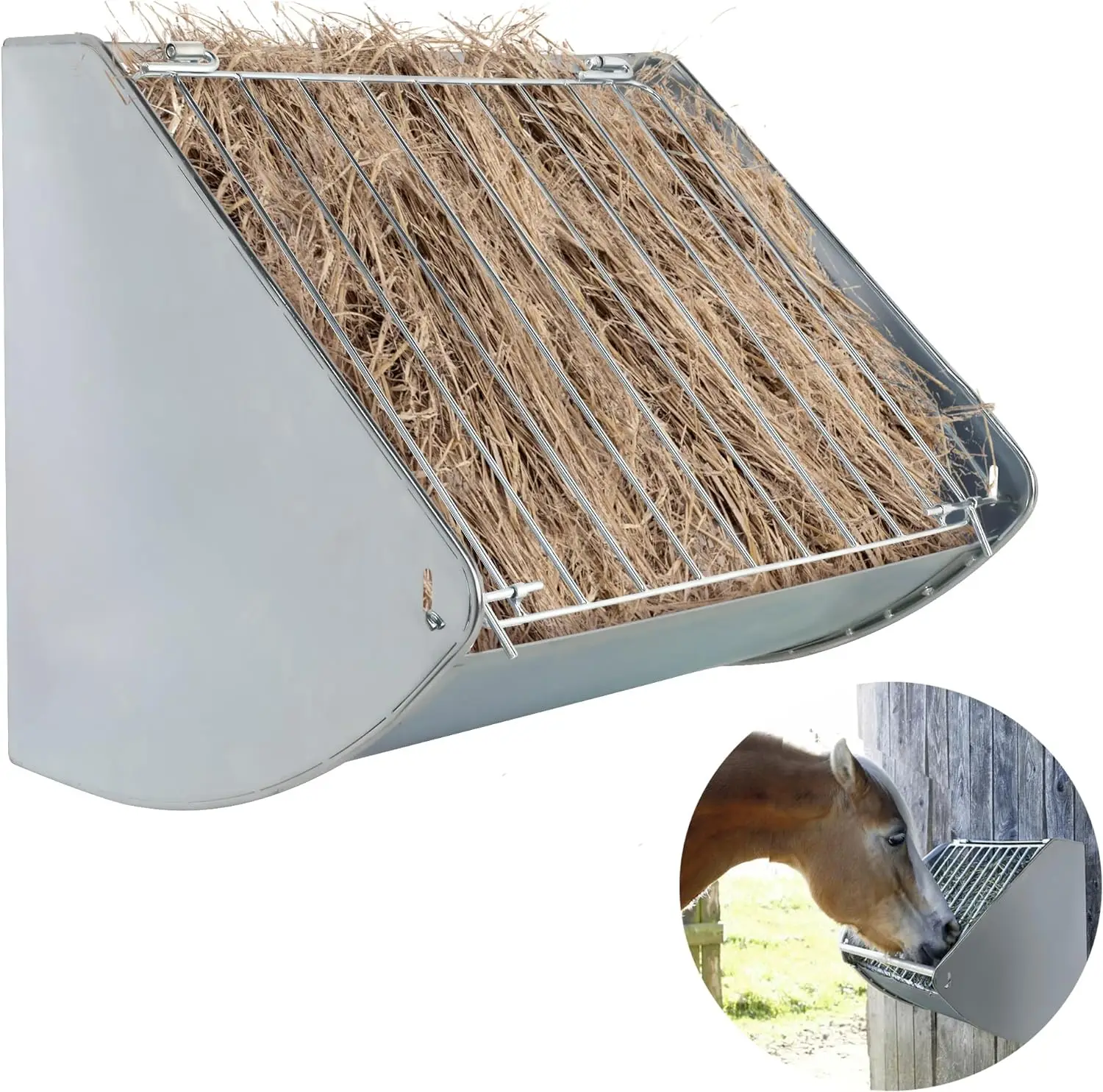 Heavy Duty Wall Mounted Horse Hay Feeder 2 In 1 Hay And Grain Feeder Deer Feeding - Buy Grey ...