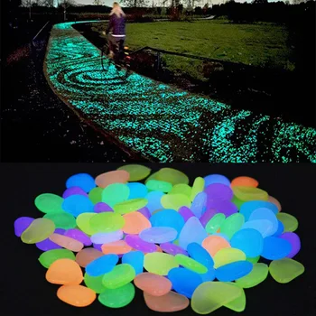 50/100pcs Glow In The Dark Garden Pebbles For Sidewalk Garden Terrace ...