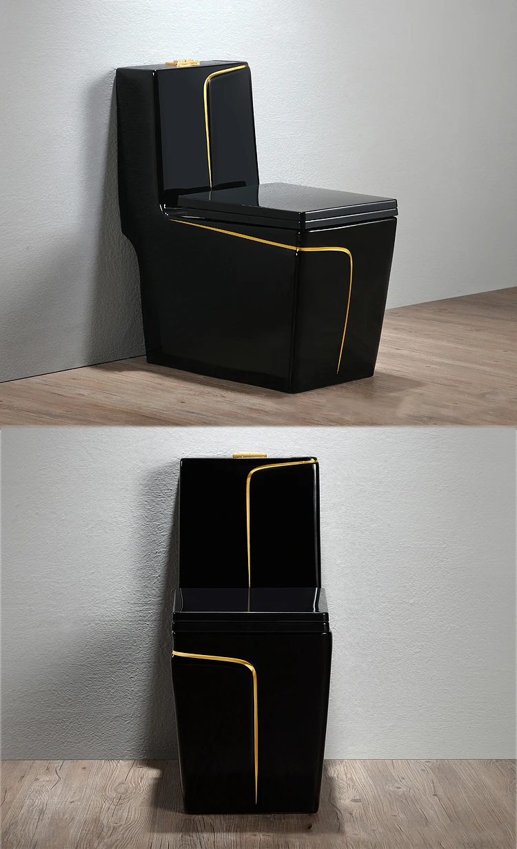 Luxury Modern Style WC Gold Line Multicolor Ceramic Toilet