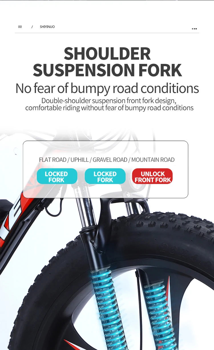 Factory Direct FRIKE 26" Fat Tire Electric Mountain Bike 48V 1000W for ...