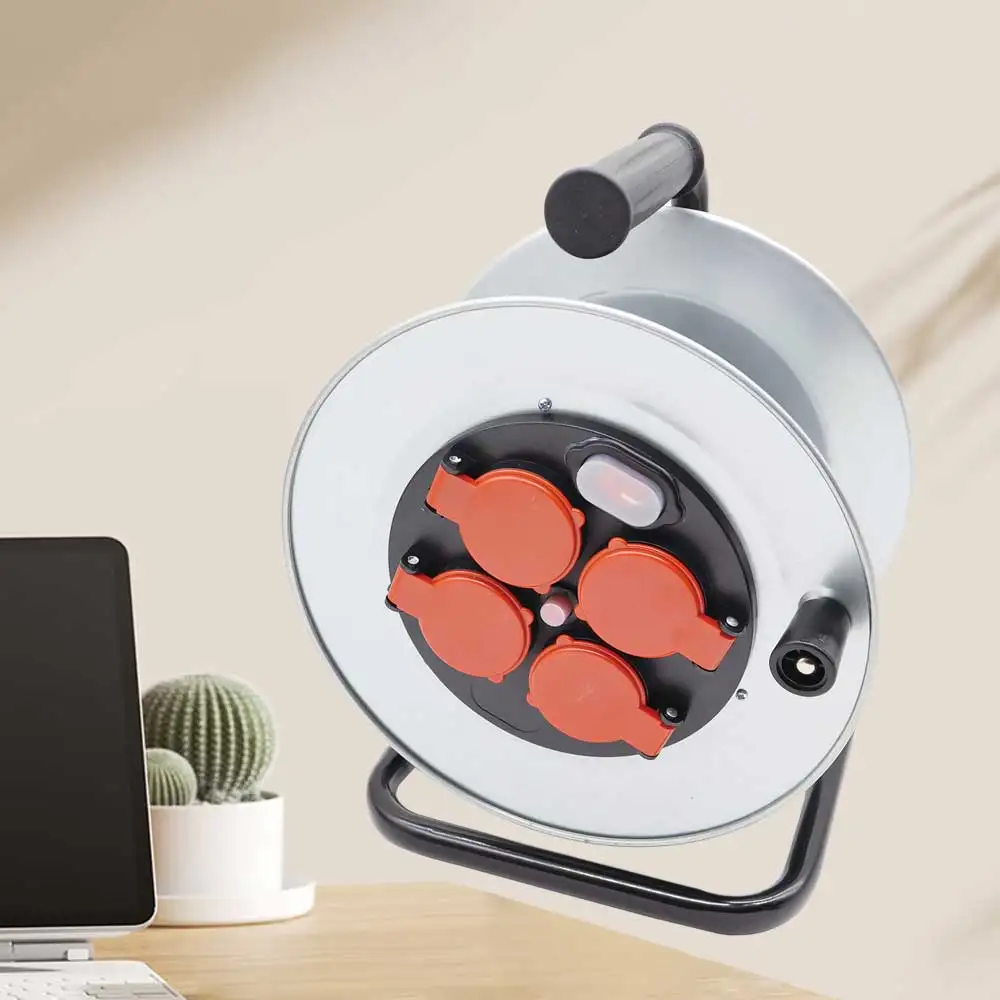 Oswell Heavy Duty Reel Socket 25/50m Cable Reel Extension Socket 4 Ways ...