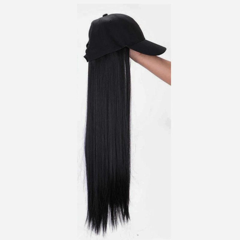 Women Adjustable Bob Hat Wigs Distressed Removable Straight Synthetic ...