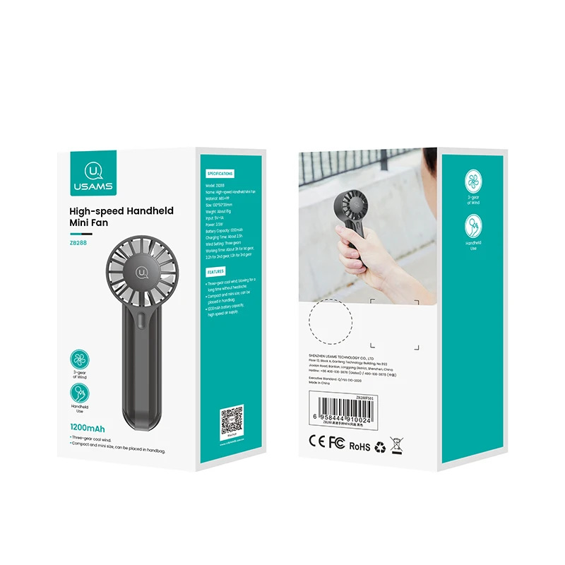 Usams 3 Speed Quiet Small Handheld Portable Electric Fan Outdoor ...