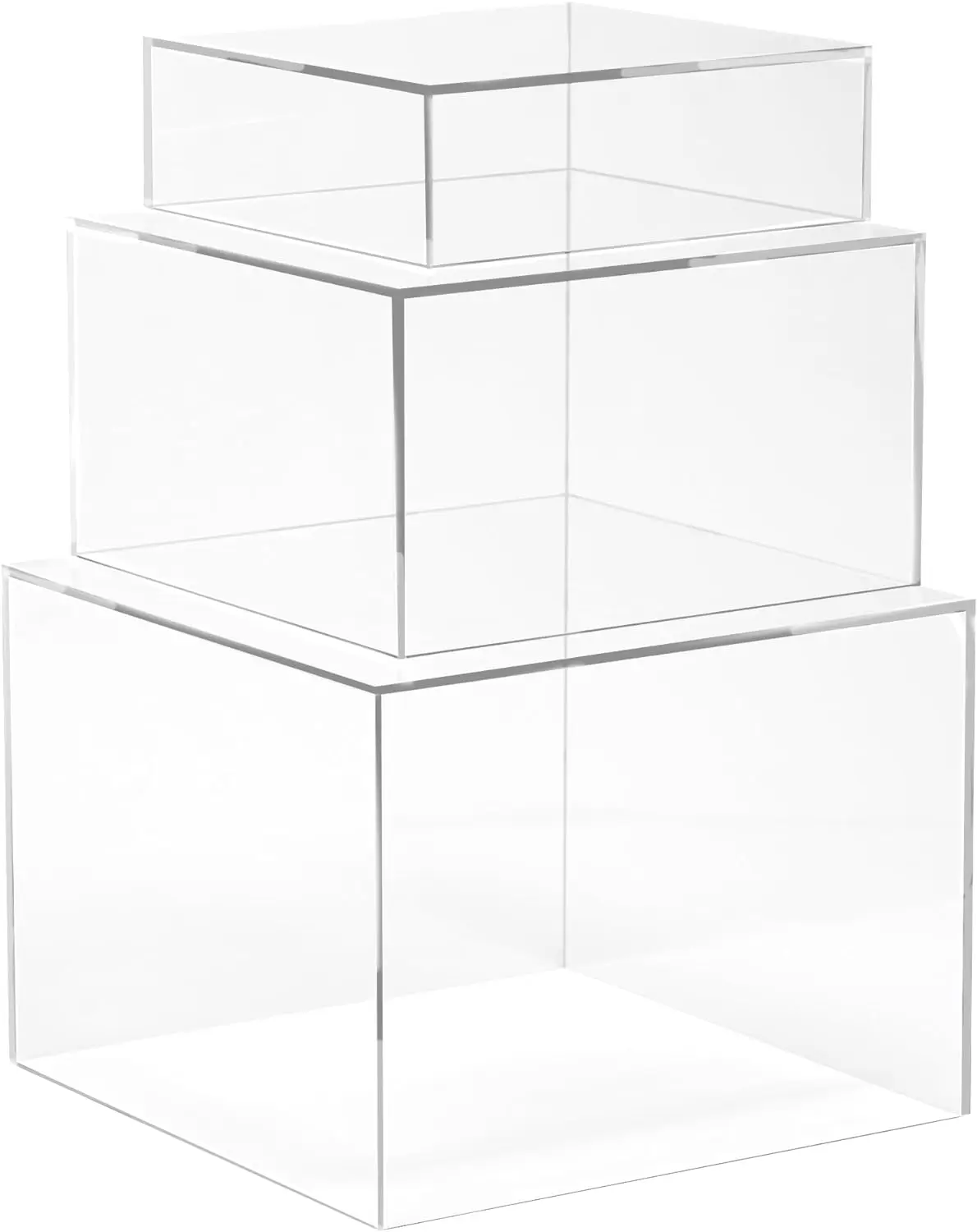 Acrylic Boxes Acrylic Display Nesting Cubes 5 Sided Display Stand Shelf ...