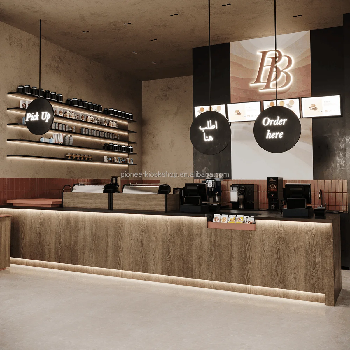 Wooden Coffee Shop Display Counters - Stylish & Durable