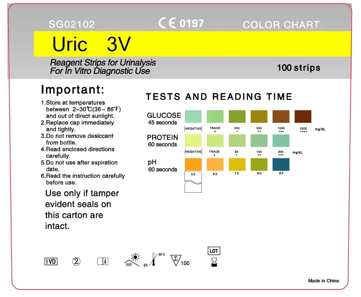 Urine Test Strip Urine Reagent Strips Uric 2V URS-3V| Alibaba.com