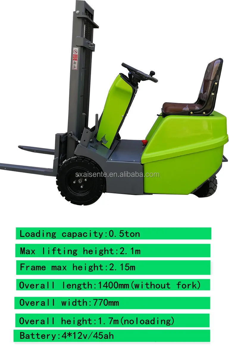 Compact Forklift 300kg-500kg Lift 3m 3 Wheels 4 Wheels Small Size Mini ...