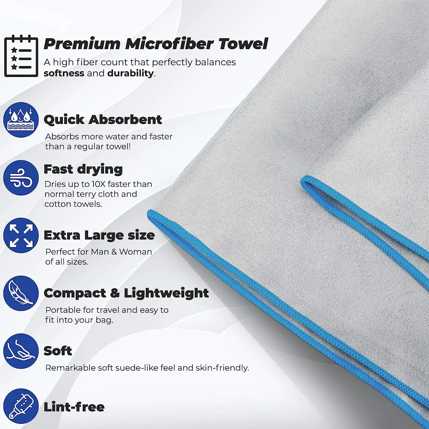 Quick-dry Microfiber Sports Gym Towels - All-Season Use