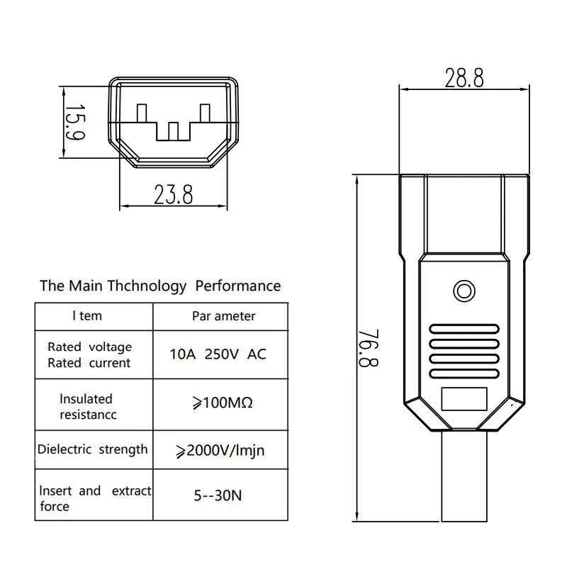 High Quality 10A Detachable Assembly Wiring Cord Power Plug