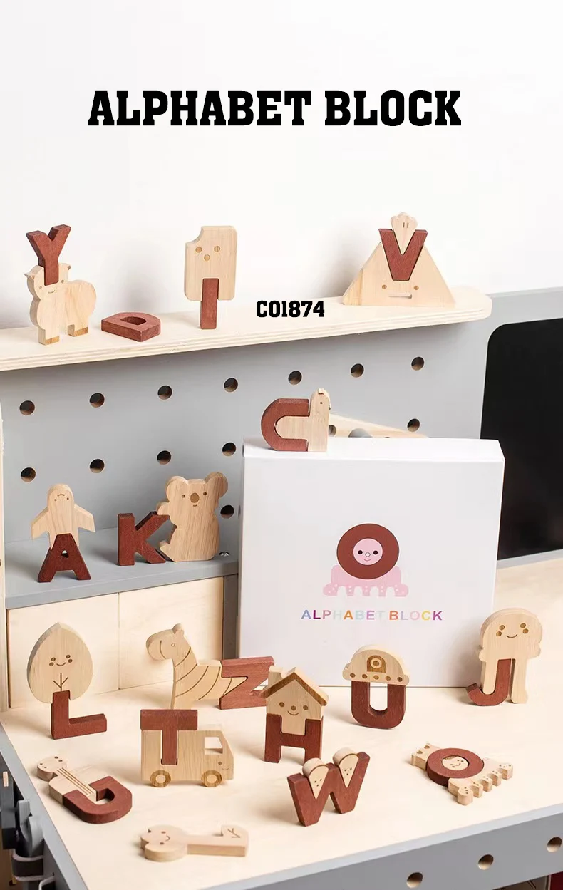 Animal Alphabet Letter Blocks Educational Toy - Shape Matching Stacking ...
