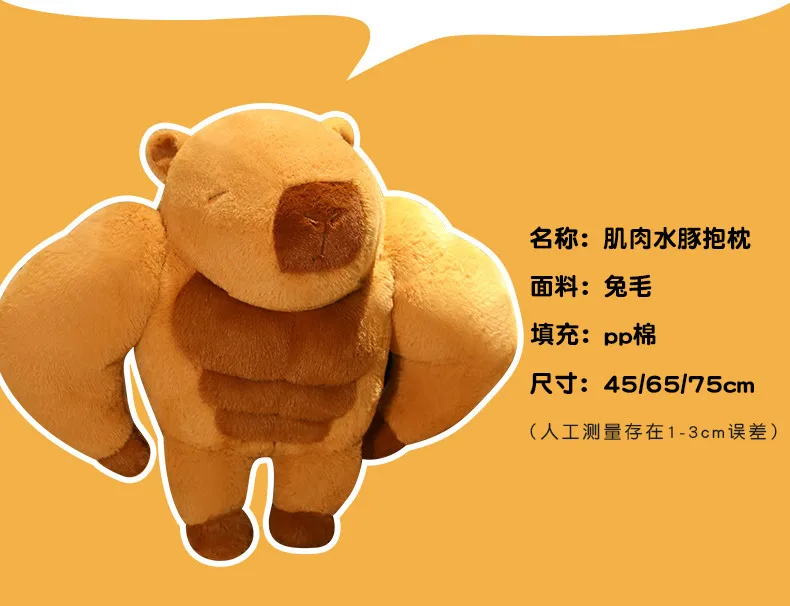 Ruunjoy Capybara Muscle Plush Doll - Cute & Muscular Toy