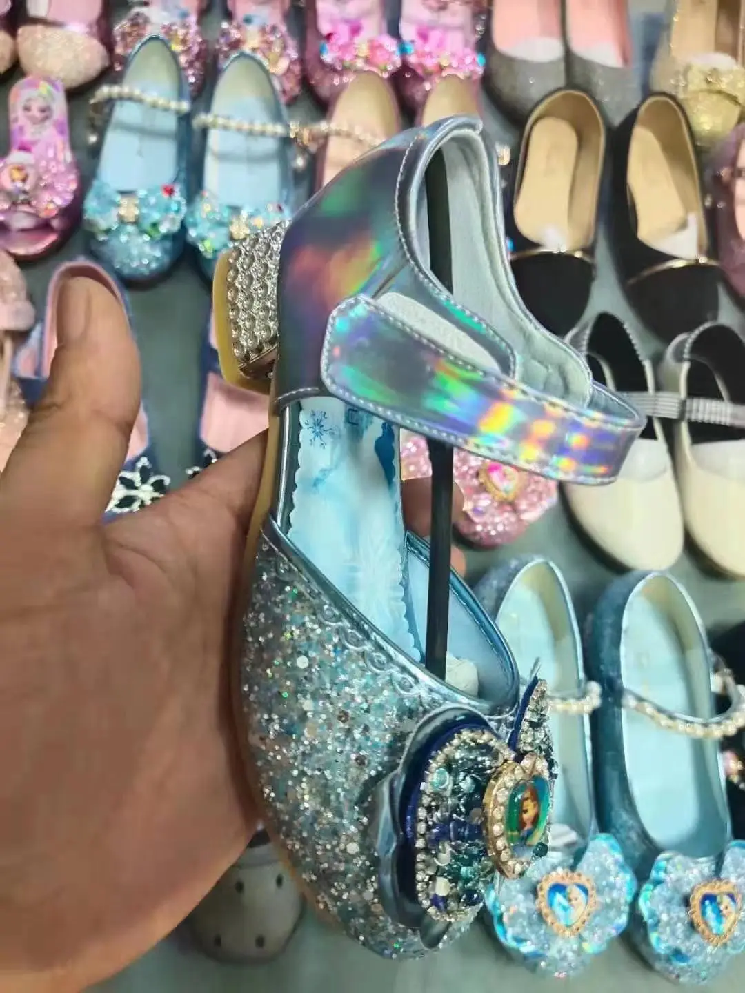 Princess Kids Leather Shoes For Girls Flower Casual Glitter Children High Heel Girls Shoes - Buy ...