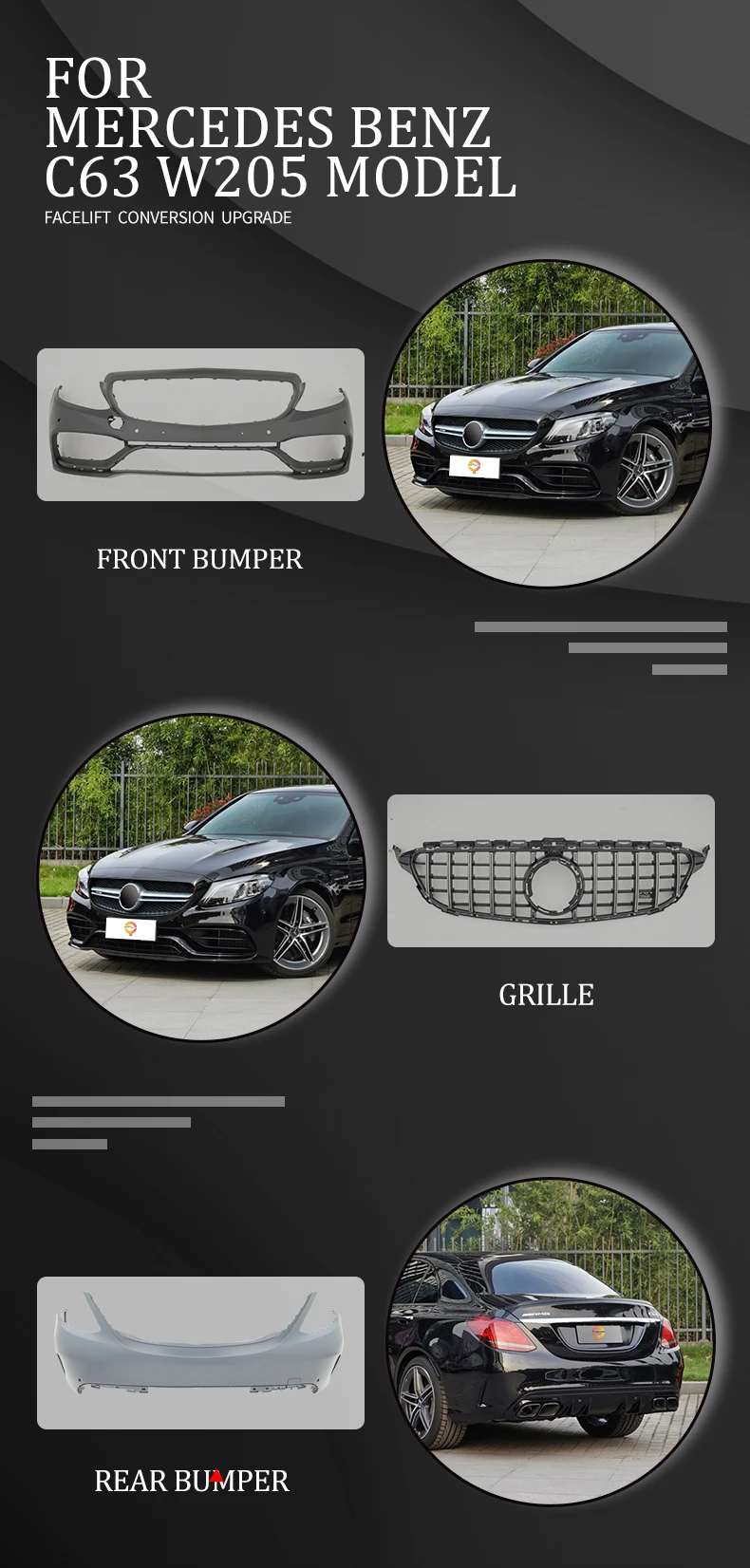 Mercedes C Classe Amg W205 C63 Body Kit For Mercedes-benz C Class Year ...