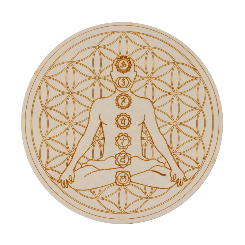 6inch Chakra Stones Board Chakra Etched Wood Plates Crystal Gridding ...