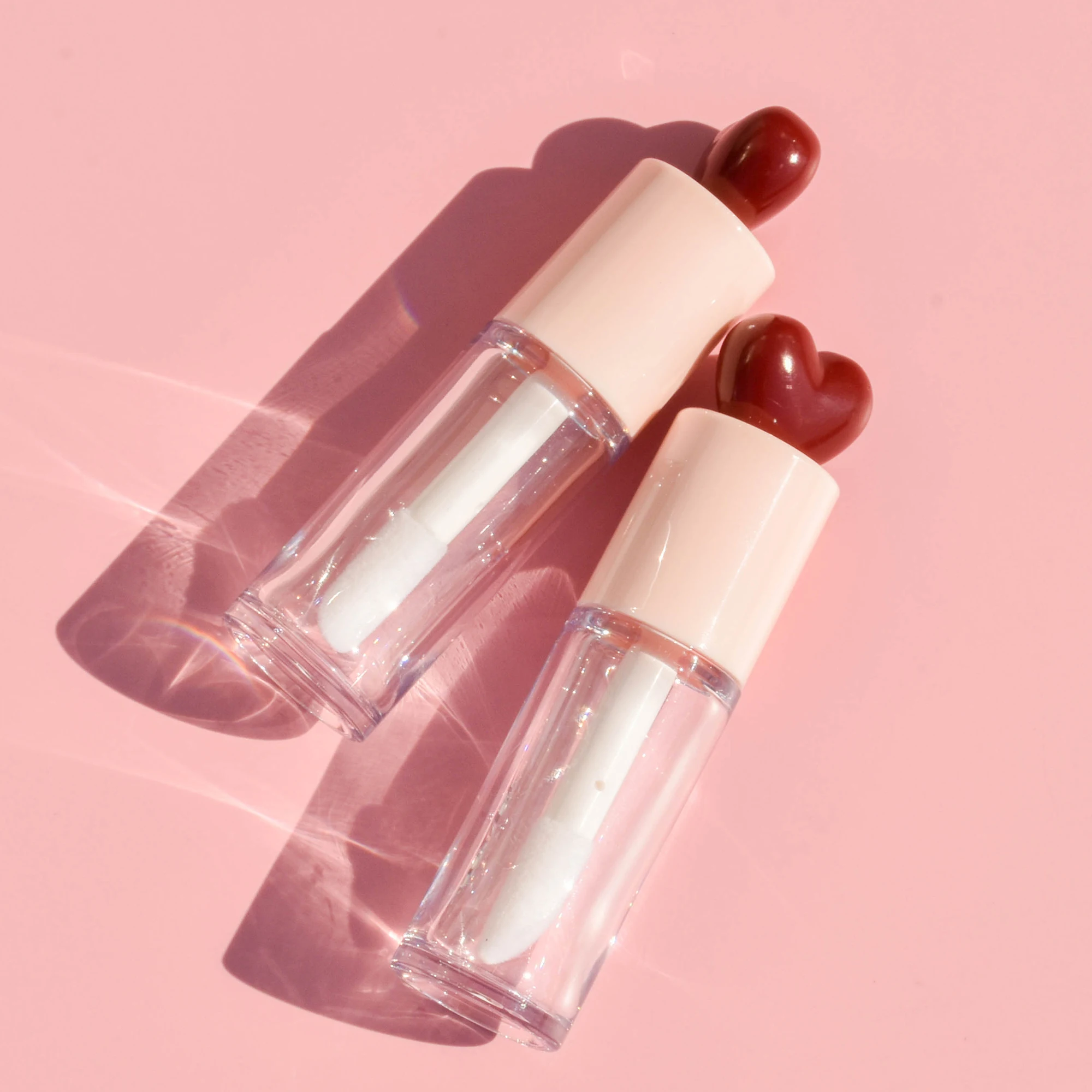 Mini Cute Kid Lip Gloss Tint Glaze Containers with Heart Wands