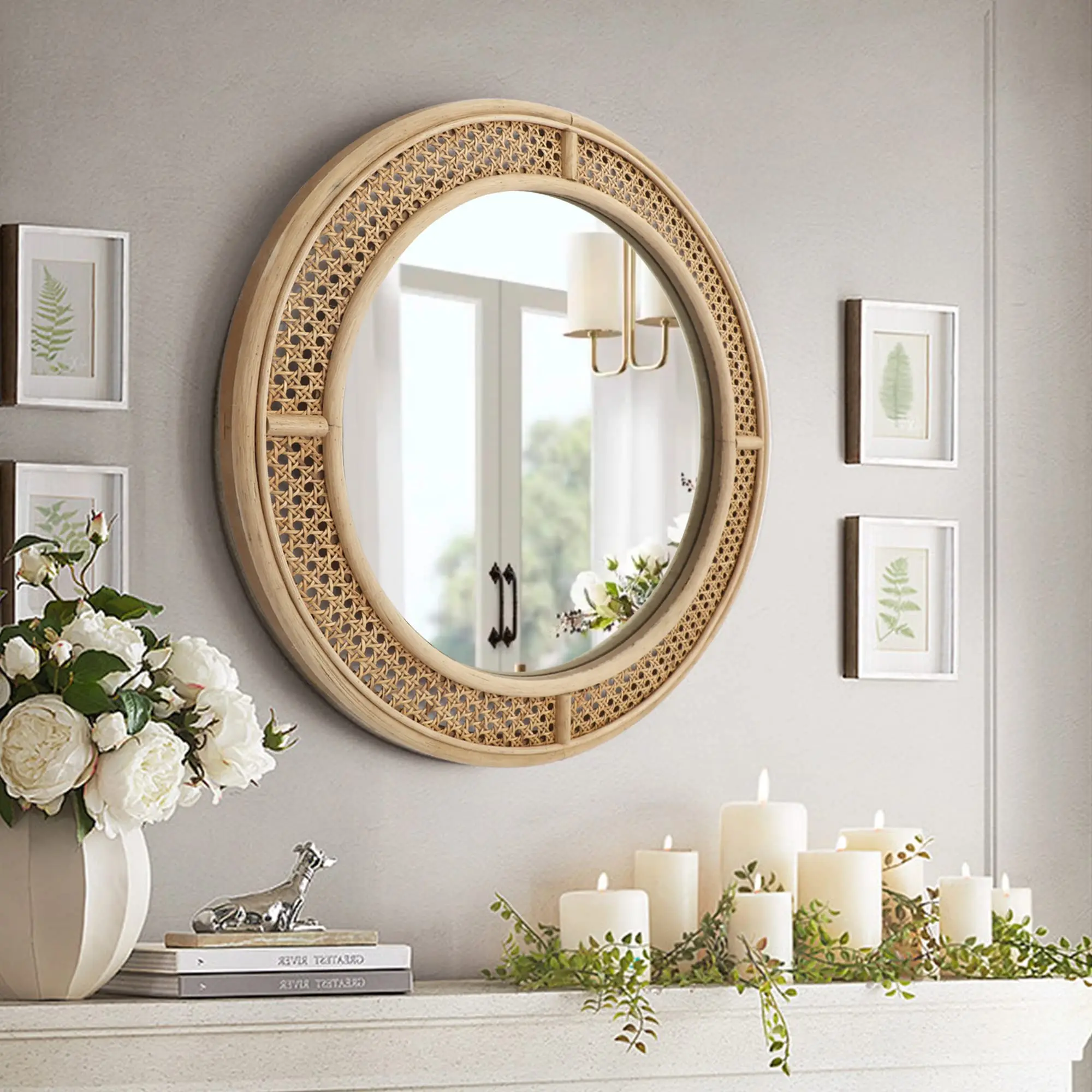 Wooden Mirror Frame Design Large Wall Round Mirror With Wooden Mirror ...