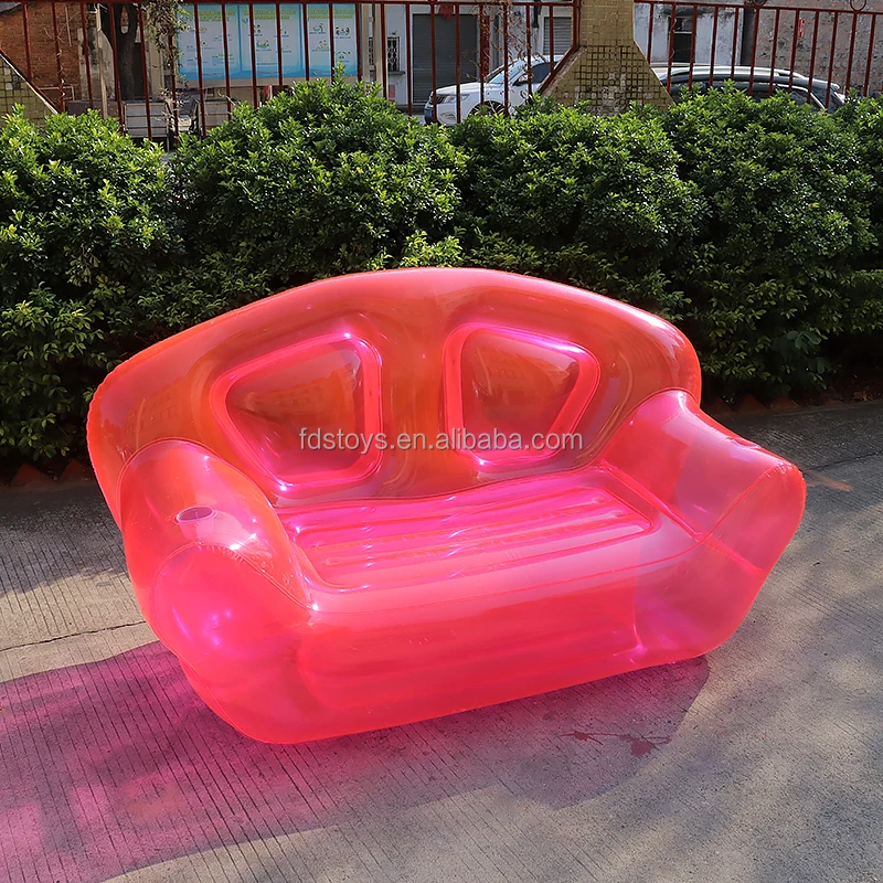 On Stock PVC Inflatable Transparent Sofa, Pink Color Double Person ...