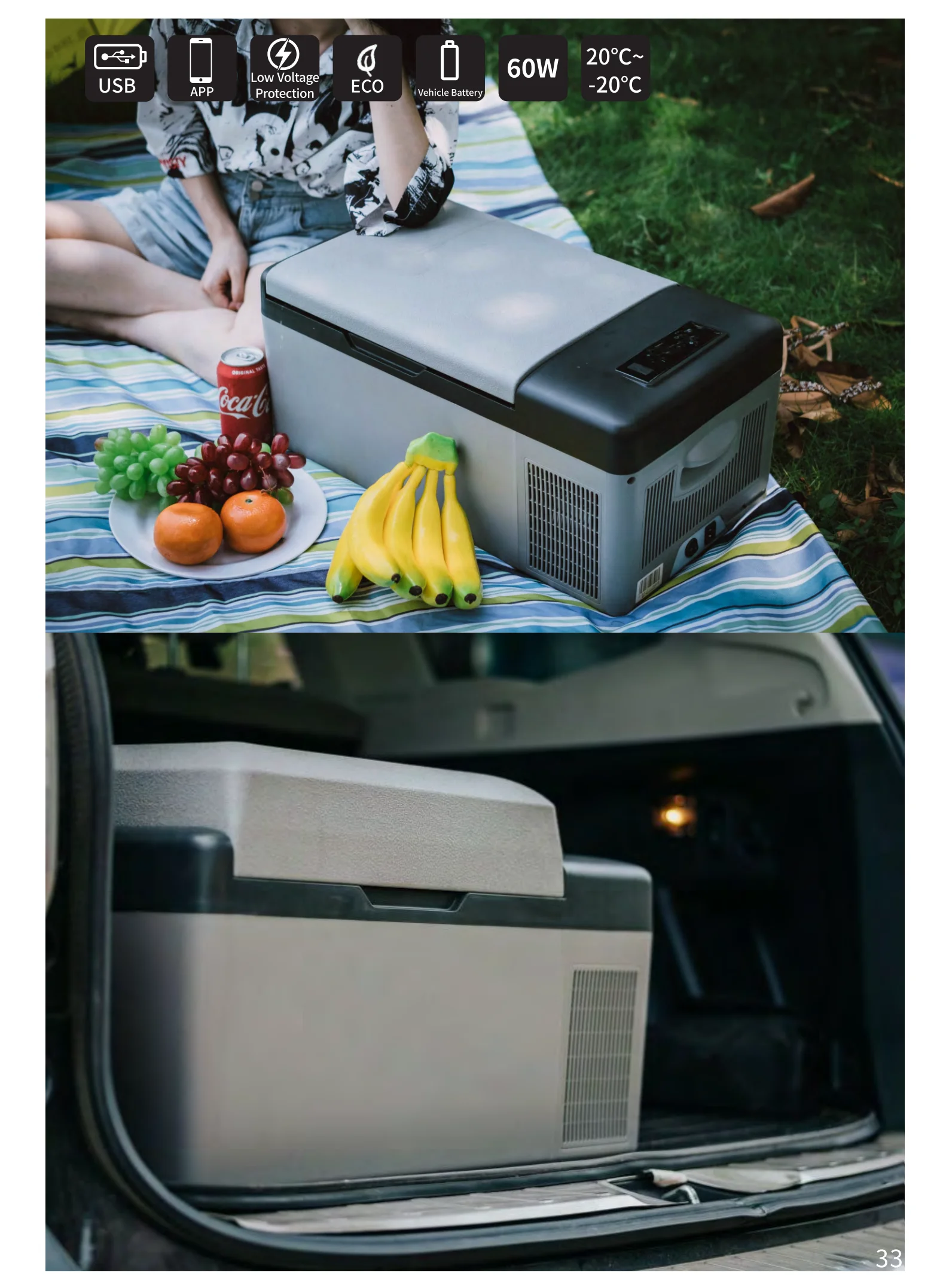 24V ABS Plastic Compressor Refrigerator Freezer - Portable