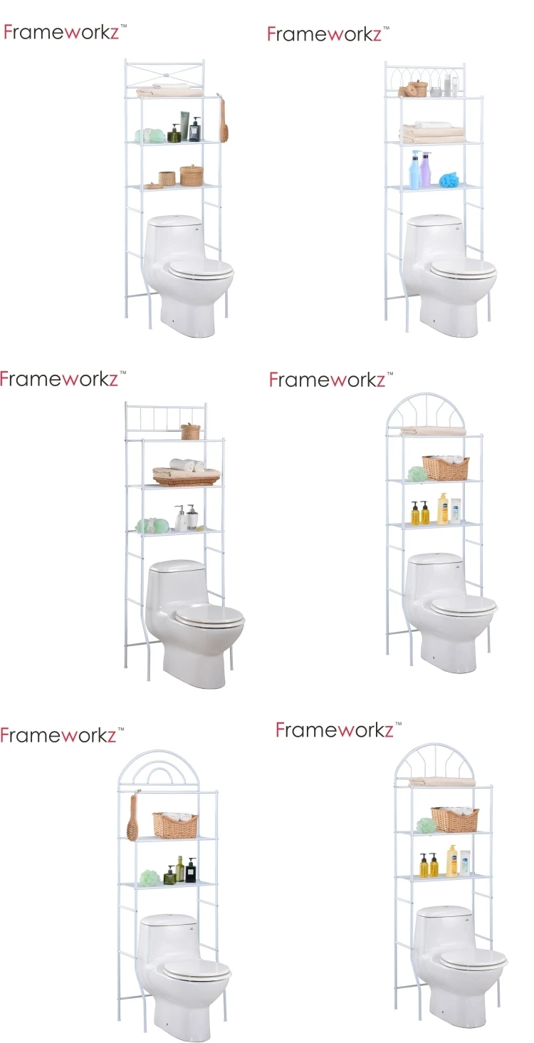 3 Tier Metal Iron Washroom Bathroom Racks Over the Toilet Shelf with ...