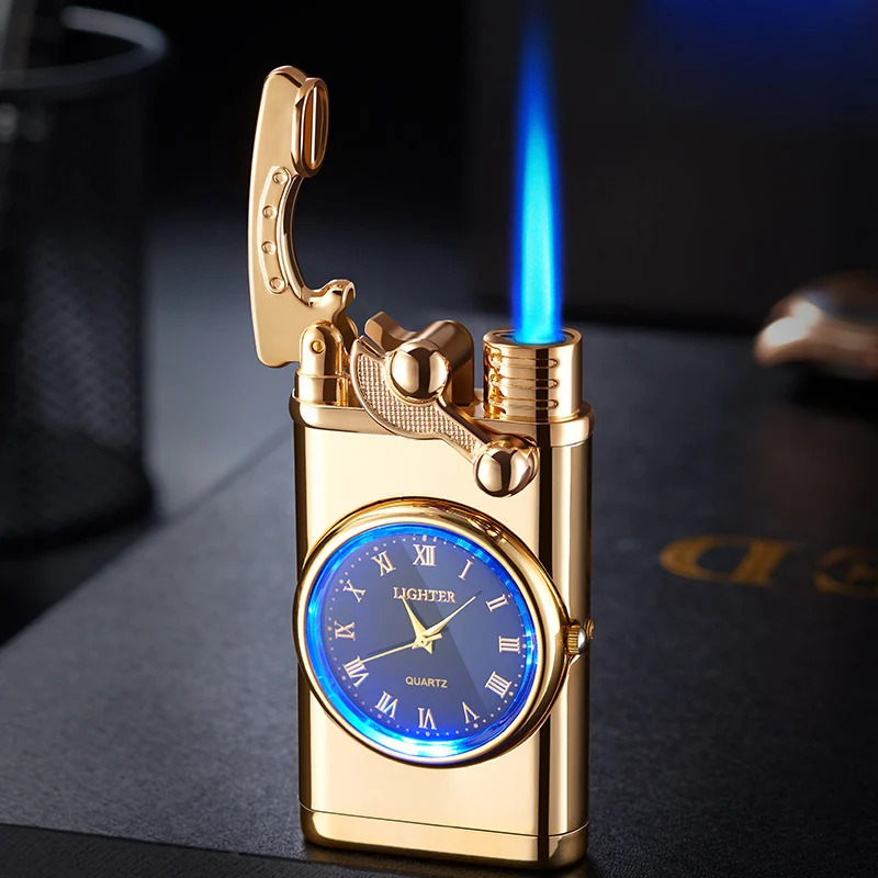 Creative Single Rocker Blue Flame Windproof Watch Gas Lighter ...