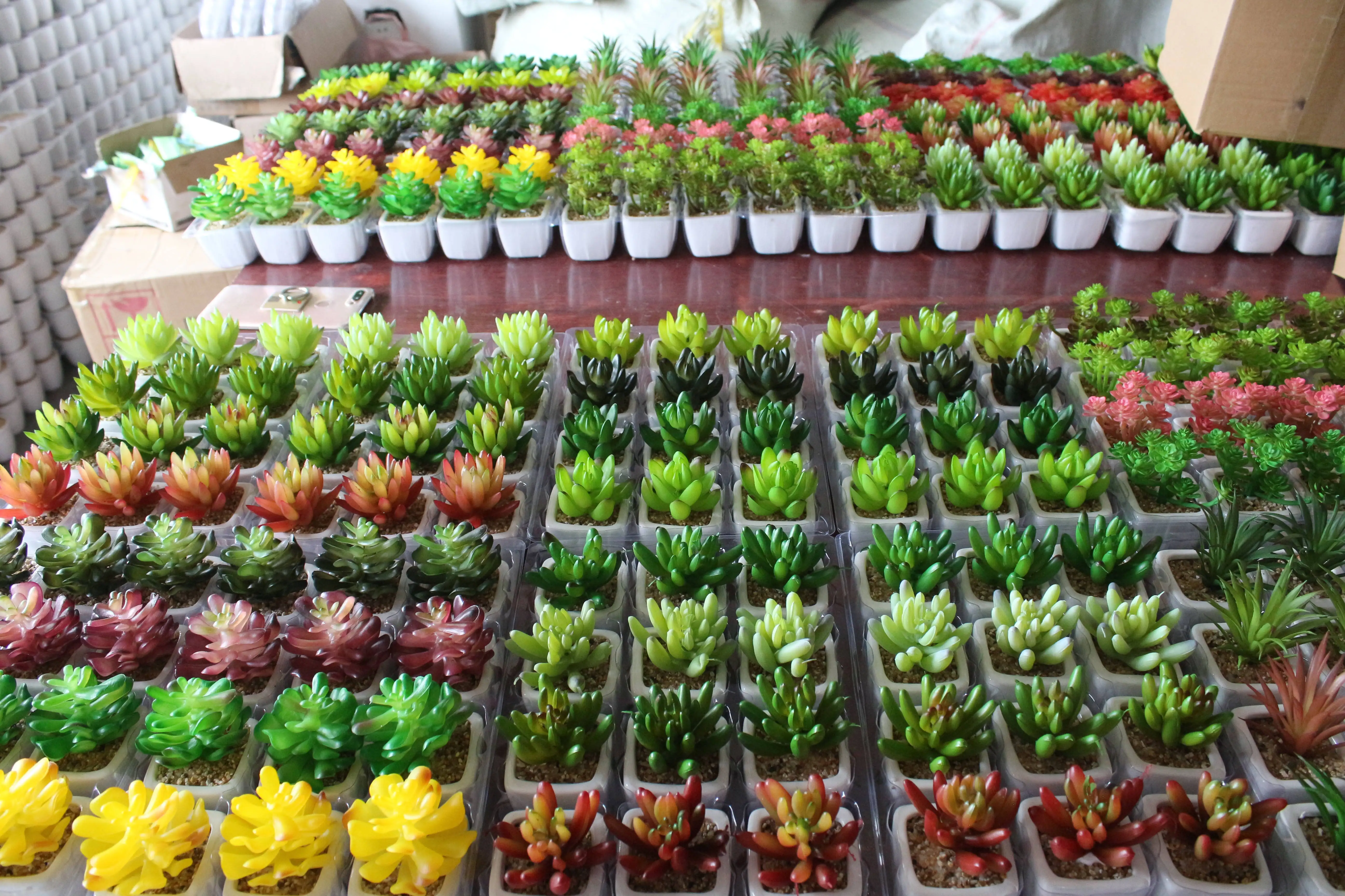 Set Of 4 Mini Green Artificial Succulent Plants Potted - Buy Potted ...