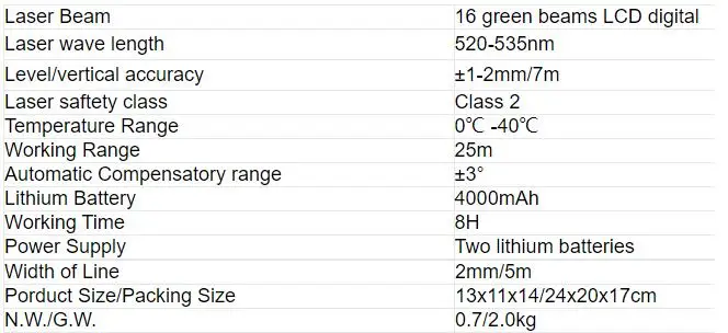 Lazer Level Green Beam Laser Cross 16 Line Self Leveling 3d Auto Rotary ...