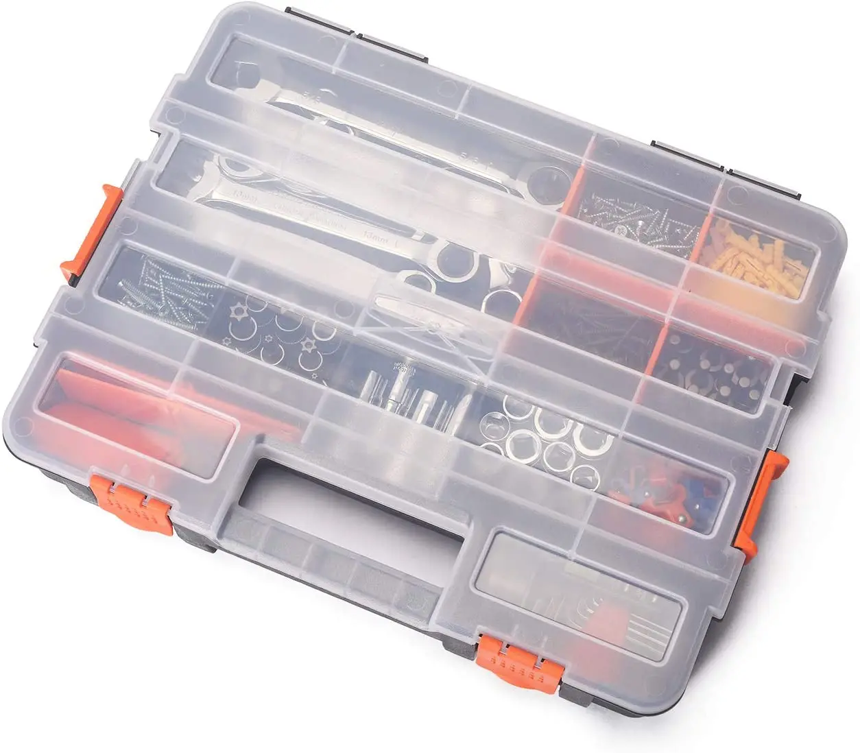Customizable 34-Compartment Plastic Tool Box Organizer - Double Side ...