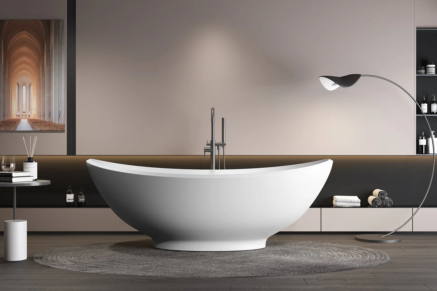 Modern Freestanding Matt White Solid Surface Bath Tub Artificial Stone ...