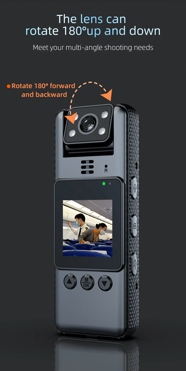 1080p Portable Mini Body Worn Camera Wide Angle 180 Rotatable Hd Lens ...