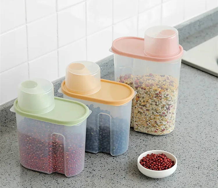 Large Kitchen Dry Food Storage Box Plastic Grain Tank Cereal Storage ...