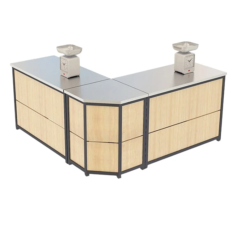 Mdqgondola Supermarket Steel Shelf Wood Checkout Counter Retail Wood ...