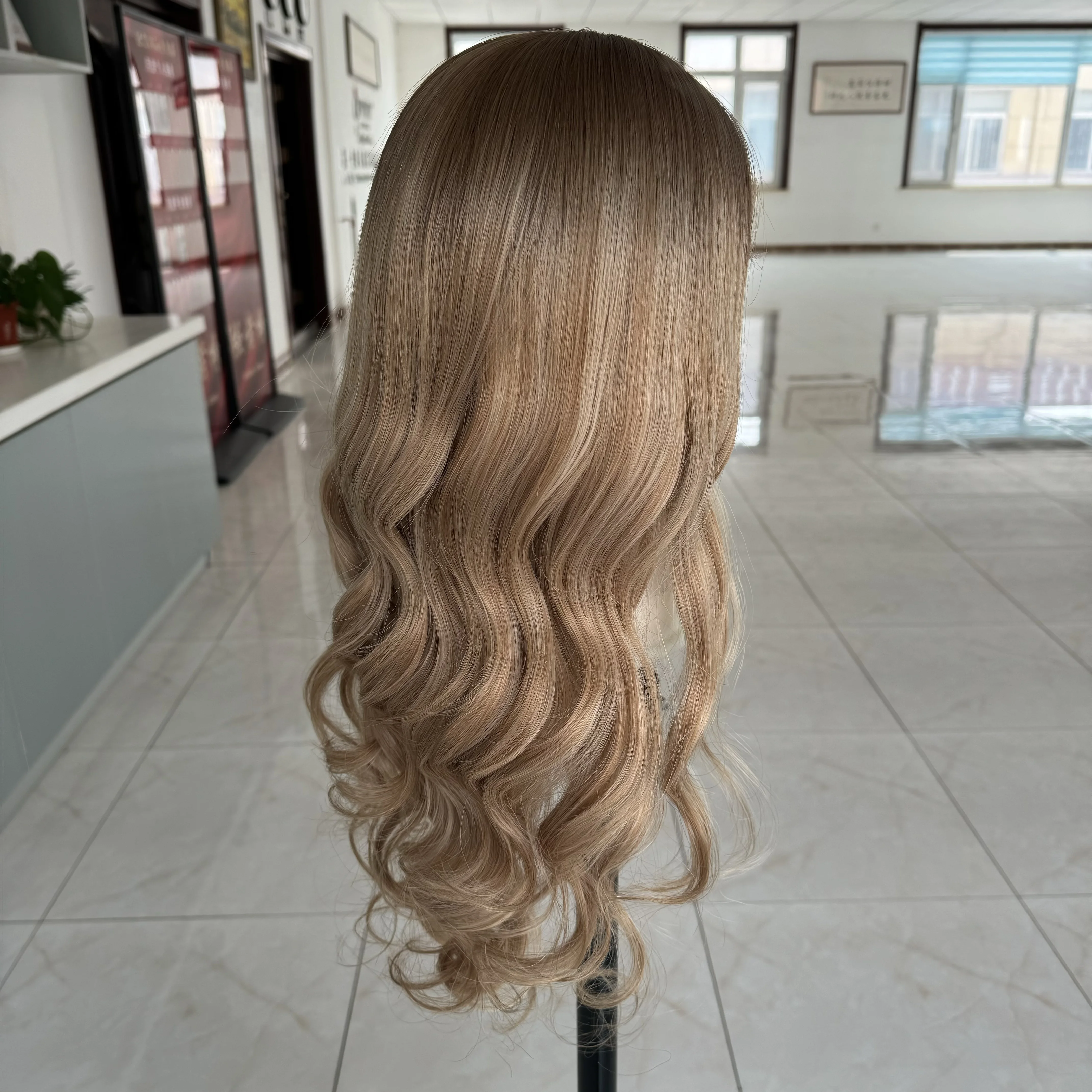 Sandy Balayage Color Virgin European Remy Human Hair Fully Handtied ...