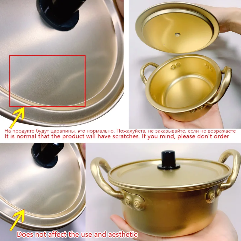 Korean Cookware Kitchen Gold Instant Noodle Pot Small Pan Aluminum ...