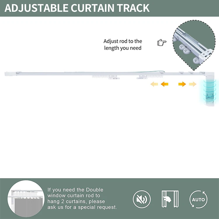 Gardens Adjustable Motorized Telescopic Curtain Track 2.4-4.5m With ...