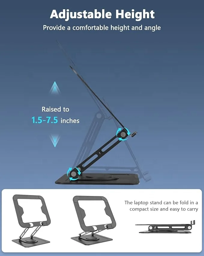 Ergonomic Portable Metal Laptop Stand Adjustable 360 Degree Rotation ...