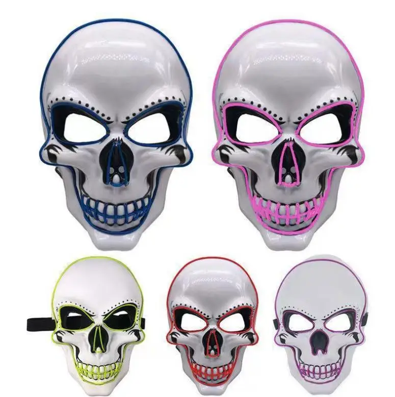 Halloween Skeleton Led Mask Glow Scary Mask Halloween Light Up Cosplay ...